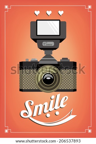 Smile Vintage Old Camera Typographical Poster Vector de stock (libre de ...