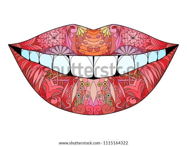 Smile Zentangle Styled Tshirt Design Tattoo Stock Vector (Royalty Free ...