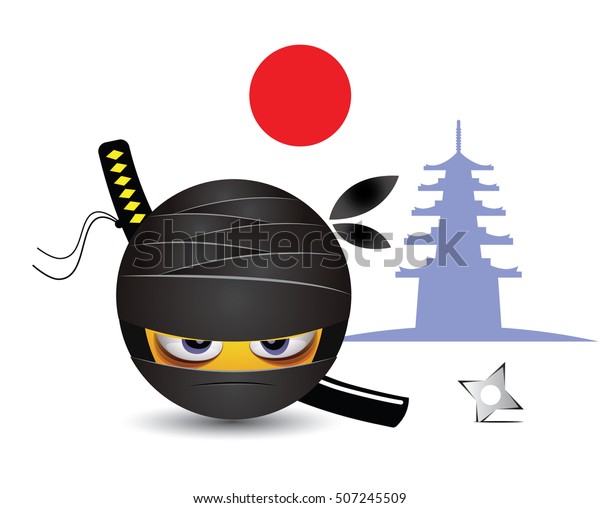 Smiley Dressed Ninja Illustration Ninja Warrior Stok Vektör (Telifsiz ...