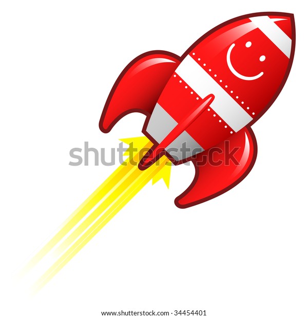 Smiley Emoticon On Red Retro Rocket: immagine vettoriale stock (royalty ...