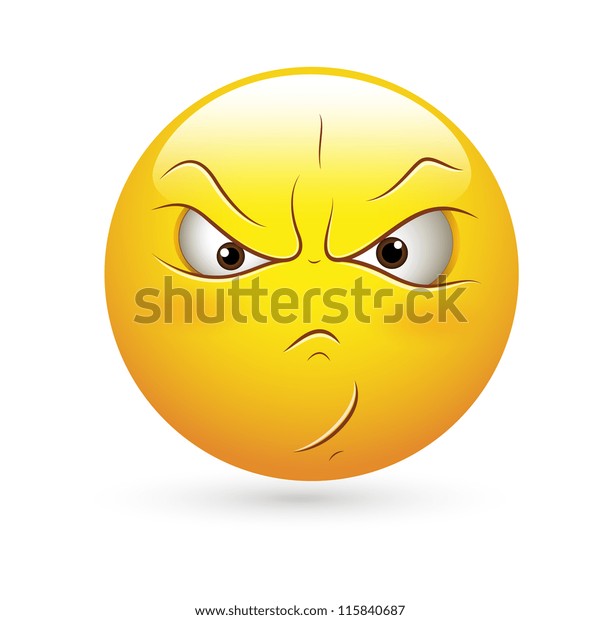 Smiley Emoticons Face Vector - Angry Expression