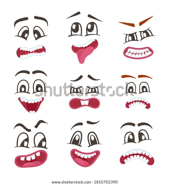 Smiley Faces Different Facial Expressions Set Stock Vector (Royalty ...