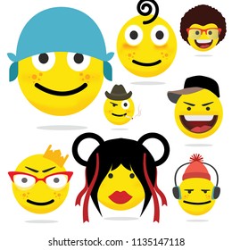 Smiley Faces Group Vector Emoticon Characters Stock Vector (Royalty ...