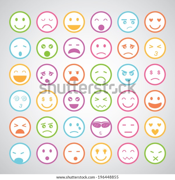 Smiley Faces Icons Cartoon Set: vetor stock (livre de direitos ...