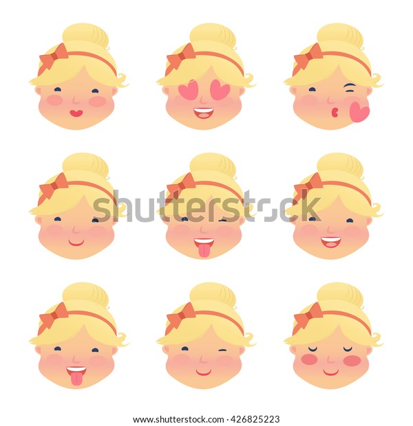 Smiley Faces Set Nine Emotion Icons Stock Vector (Royalty Free ...