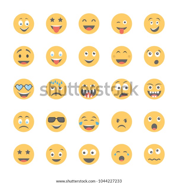 Smiley Flat Icons Set 1 스톡 벡터(로열티 프리) 1044227233 | Shutterstock