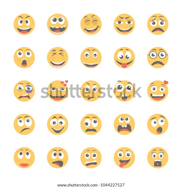 Smiley Flat Icons Set 11: vector de stock (libre de regalías ...