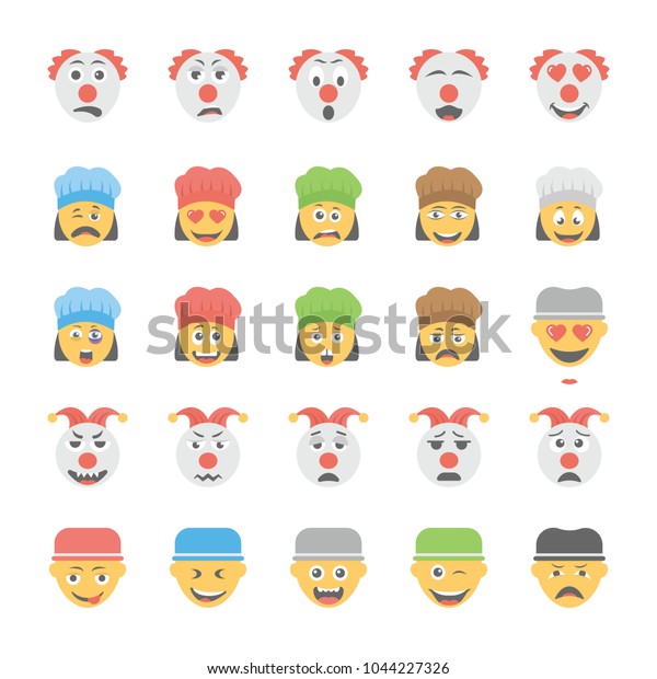 Smiley Flat Icons Set 26 Stock Vector (Royalty Free) 1044227326 ...