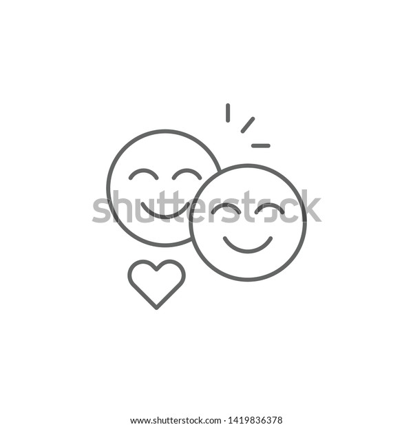 Smiley Friendship Outline Icon Elements Friendship Stock Vector ...