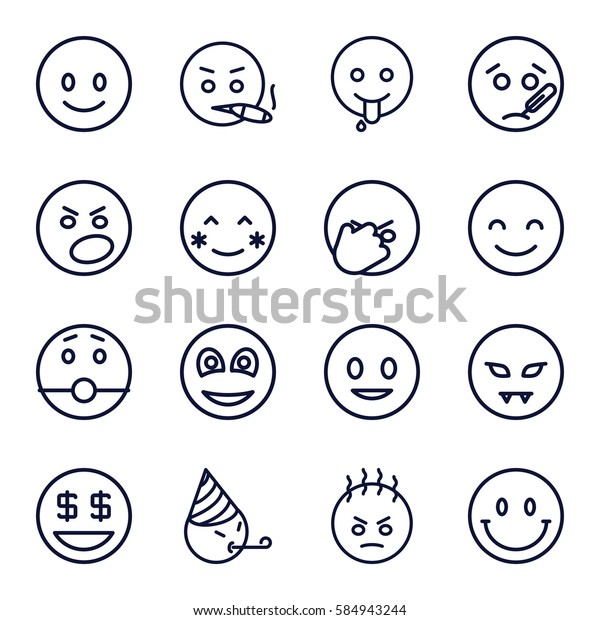 Smiley Icons Set Set 16 Smiley Stock Vector (Royalty Free) 584943244