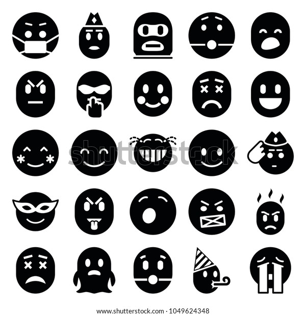 Smiley Icons Set 25 Editable Filled Stock Vector (Royalty Free ...