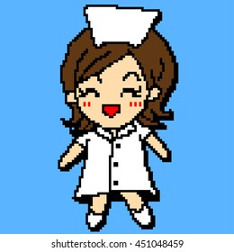 Smiley Nurse Pixel Art Style On 스톡 벡터(로열티 프리) 451048459 | Shutterstock