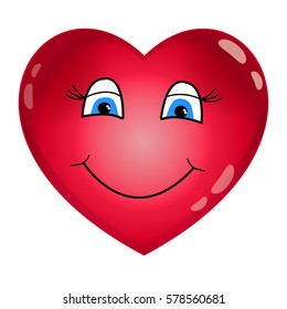 Smiley Red Heart Isolated On White Stock Vector (Royalty Free ...