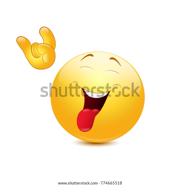 Smiley rock in motion stuck out his tongue