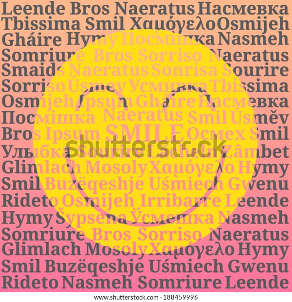 Smiley Sign Consisting Word Smile Languages Stock Vector (Royalty Free ...