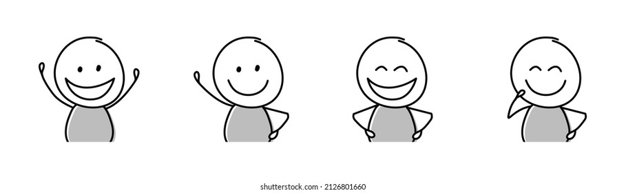 Smiley Stickman Gestures Concept Vector Stock Vector (Royalty Free ...