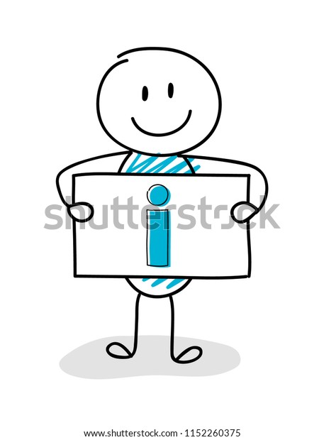 Smiley Stickman Holding Board Information Sign Stock Vector (Royalty ...