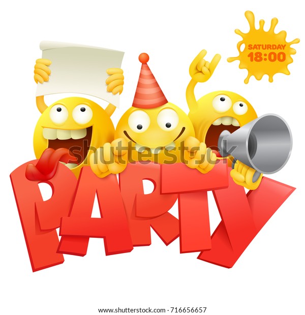 Smiley Yellow Faces Group Emoticon Characters Stock Vector (Royalty ...
