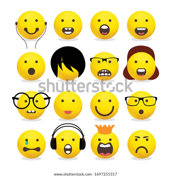 Smileys Emoticons Emoji Vector Set Mouths Stock-vektor (royaltyfri ...
