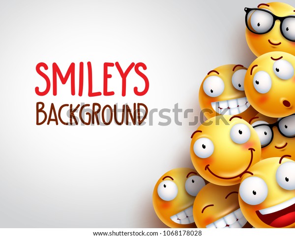 Smileys Vector Background Yellow Funny Happy Stock Vector (Royalty Free ...