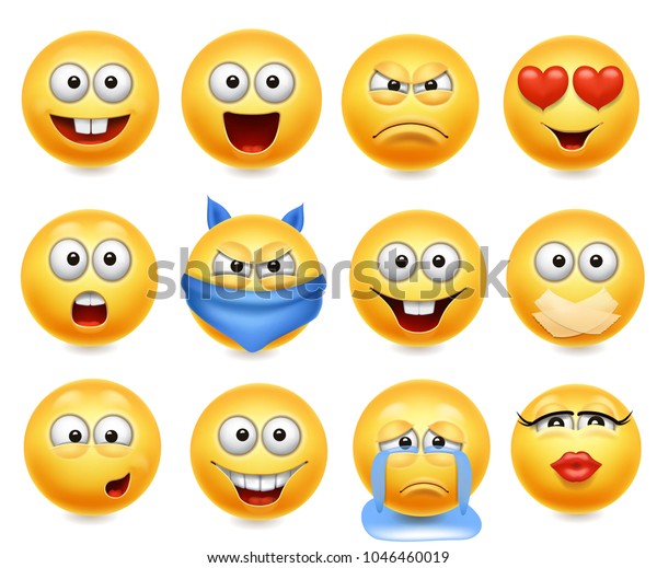 「Smileys Vector Set Smiley Faces Facial」のベクター画像素材（ロイヤリティフリー） 1046460019