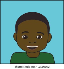 Cartoon Vector Illustration Black Boy Smiling: เวกเตอร์สต็อก (ปลอดค่า ...