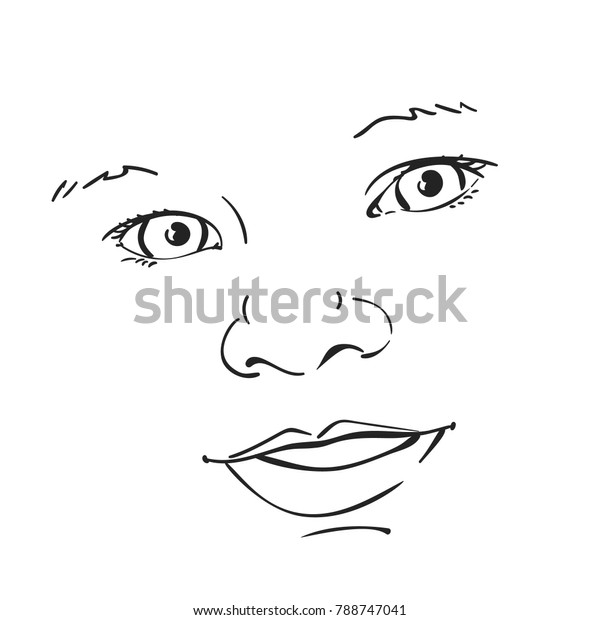 Smiling Baby Face Vector Sketch Hand Stock Vector (Royalty Free) 788747041