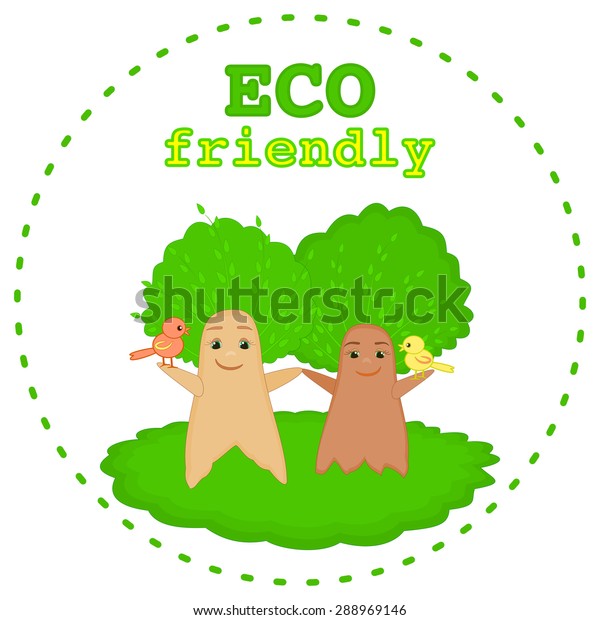 Smiling Baby Trees Cartoon Characters On Stock Vector (Royalty Free ...