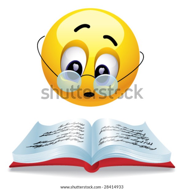 Smiling Ball Reading Book Glasses Stock Vector (Royalty Free) 28414933 ...