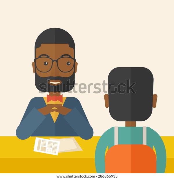 Smiling Black Human Resource Manager Interviewed Stock Vector (Royalty ...
