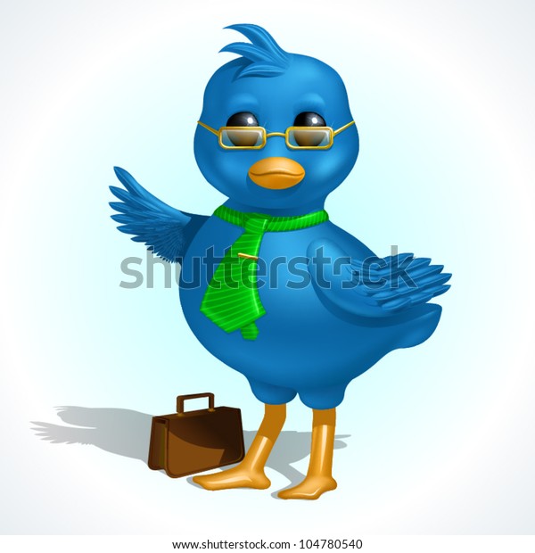 Smiling Blue Business Bird Pointing Right Stock Vector (Royalty Free ...