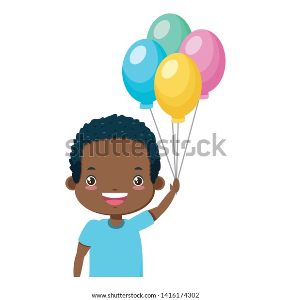 Smiling Boy Balloons Celebration Vector Illustration Stock Vector ...