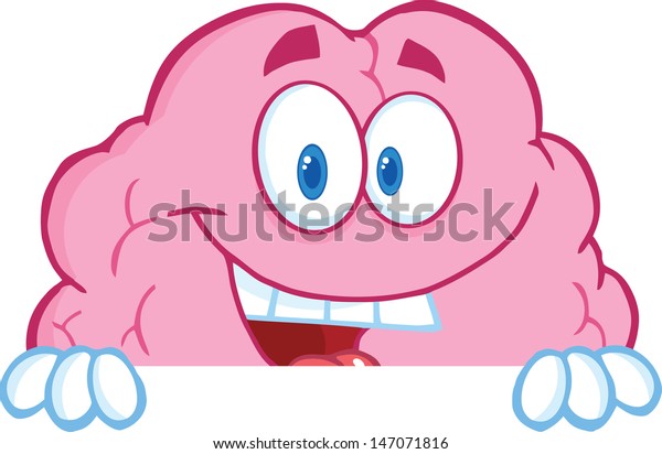 Smiling Brain Cartoon Character Over Blank Stock Vector (Royalty Free ...