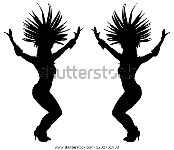 Smiling Brazil Carnival Dancer Vector Silhouette Stock Vector (Royalty ...