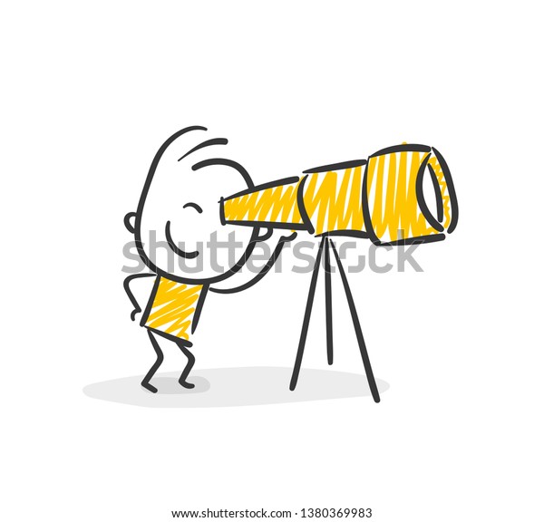 Smiling Business Stick Figure Looking Through Stock Vector (Royalty ...
