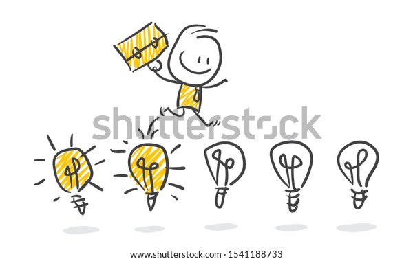 Smiling Business Stickman Jumping Over Light Stock Vector (Royalty Free ...