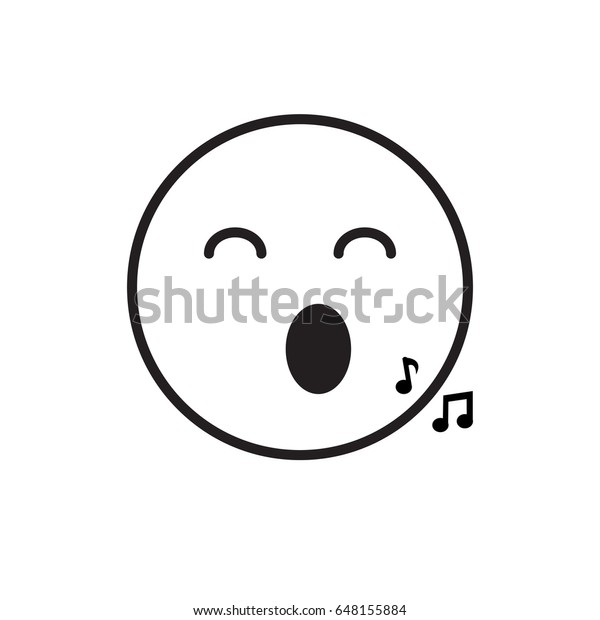 Smiling Cartoon Face Sing Positive People Stock Vector (Royalty Free ...