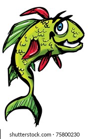 Smiling Cartoon Jumping Fish Isolated On Stock Vector (Royalty Free ...