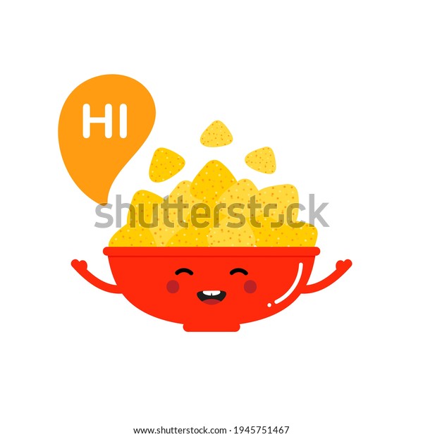 Smiling Cartoon Style Nacho Chips Tortilla Stock Vector (Royalty Free ...