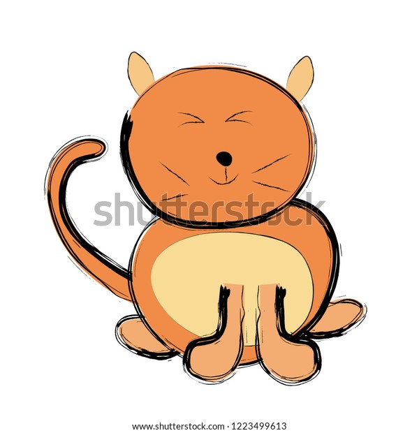 Smiling Cat Drawing Ink On White Stock Vector (Royalty Free) 1223499613 ...