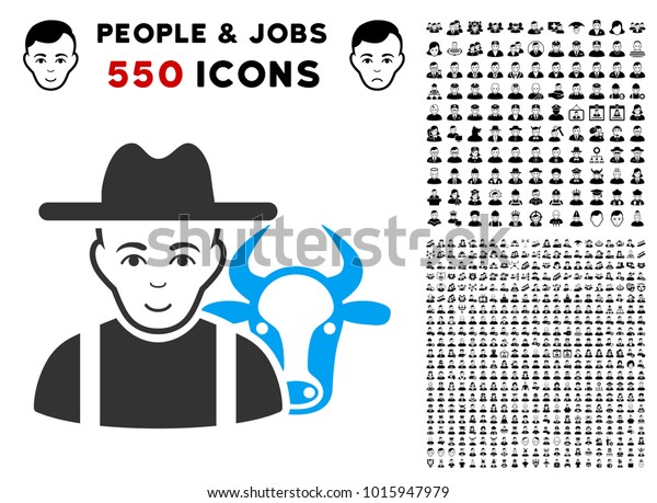 Smiling Cattle Farmer Vector Pictogram 550 Stock Vector (Royalty Free ...