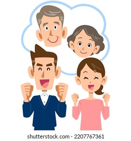 Smiling Couple Thinking Their Parents Stock Vector (Royalty Free ...