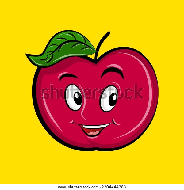 Smiling Cute Apple Fruit Clip Art Stock Vector (Royalty Free ...