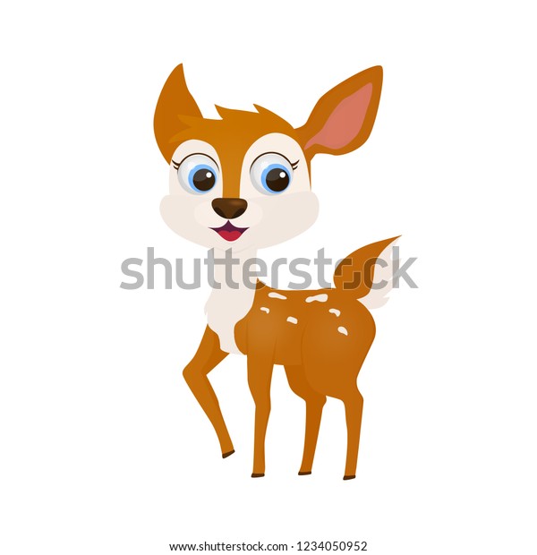 Smiling Cute Happy Deer Big Eyes Stock Vector (Royalty Free) 1234050952