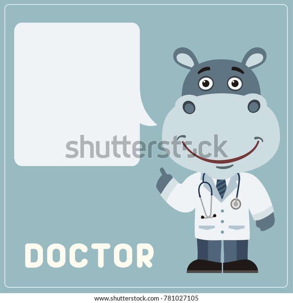 Smiling Doctor Hippo Bubble Speech Cartoon Stock Vector (Royalty Free ...