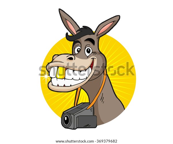 Smiling Donkey Face Fun Happy Mascot Stock Vector (Royalty Free) 369379682