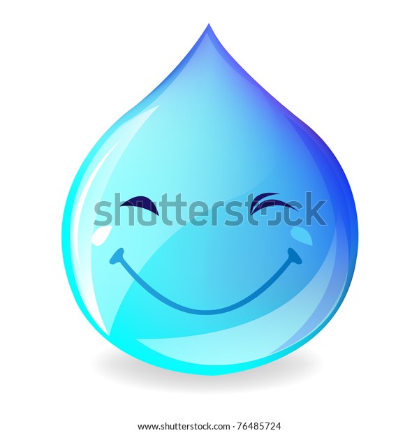 Smiling Drop Water Isolated On White Stock Vector (Royalty Free) 76485724