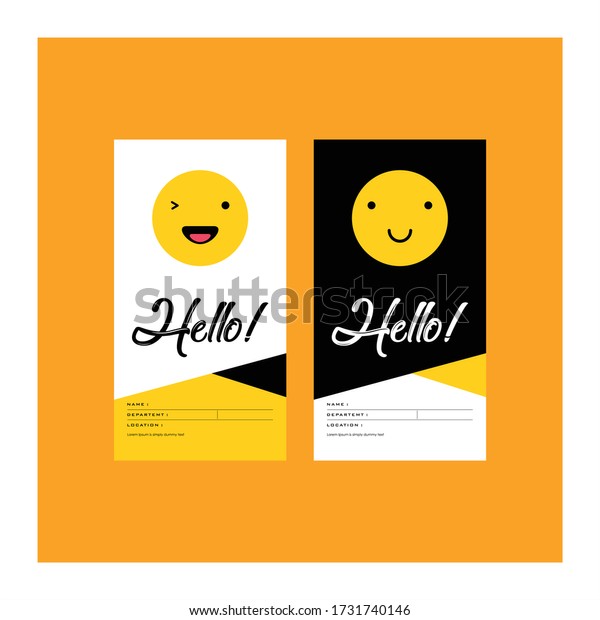 Smiling Emoji Hello Id Tag Card Stock Vector (Royalty Free) 1731740146 ...