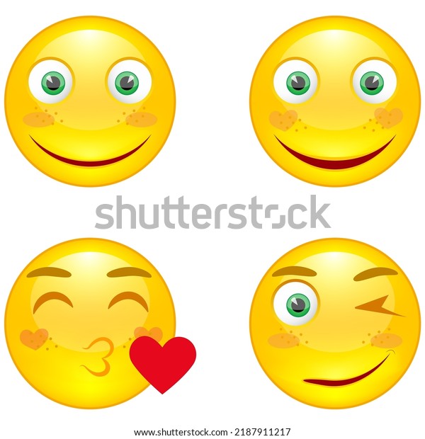 Smiling Emoticons Funny Smile Set Stock Vector (Royalty Free ...