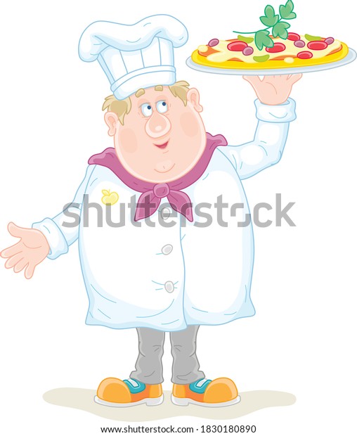 Smiling Fat Cook White Hat Uniform Stock Vector (Royalty Free ...